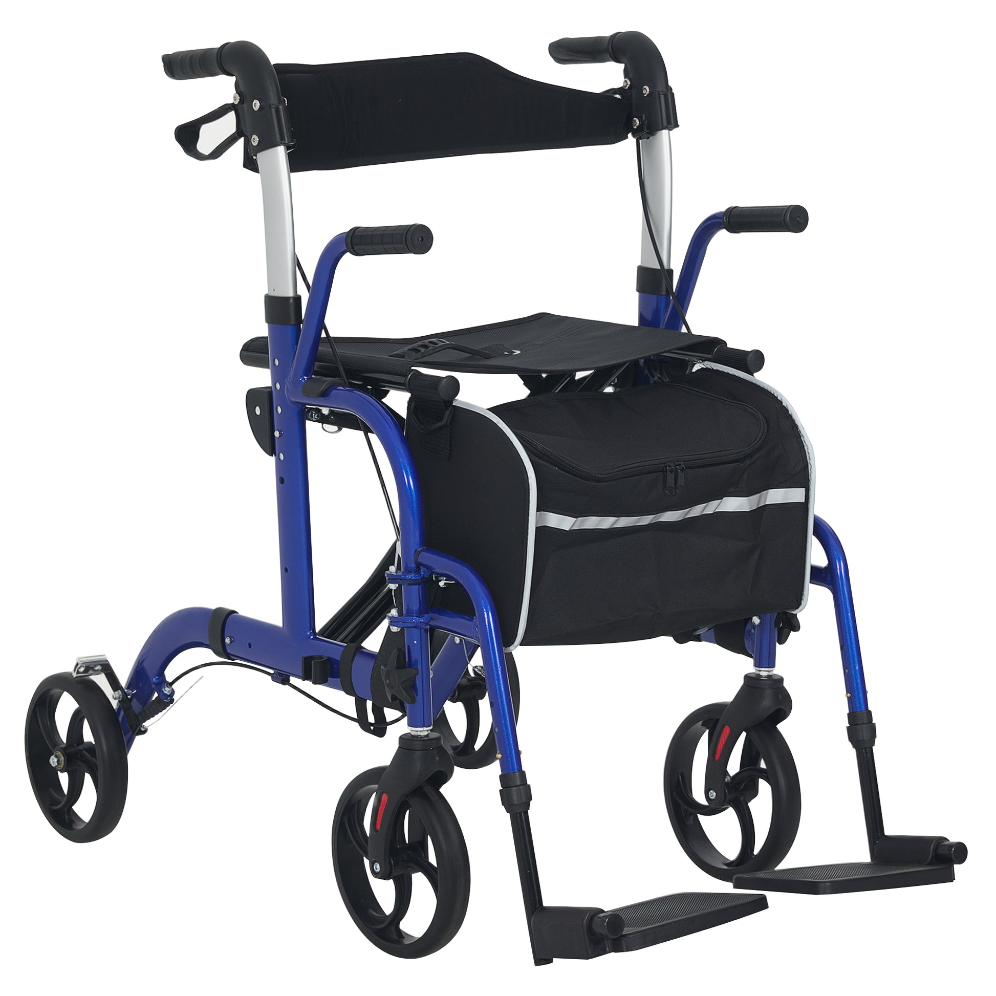 HOMCOM 2 in 1 Wheelchair Transport Chair & Folding Rollator Walker wit ...