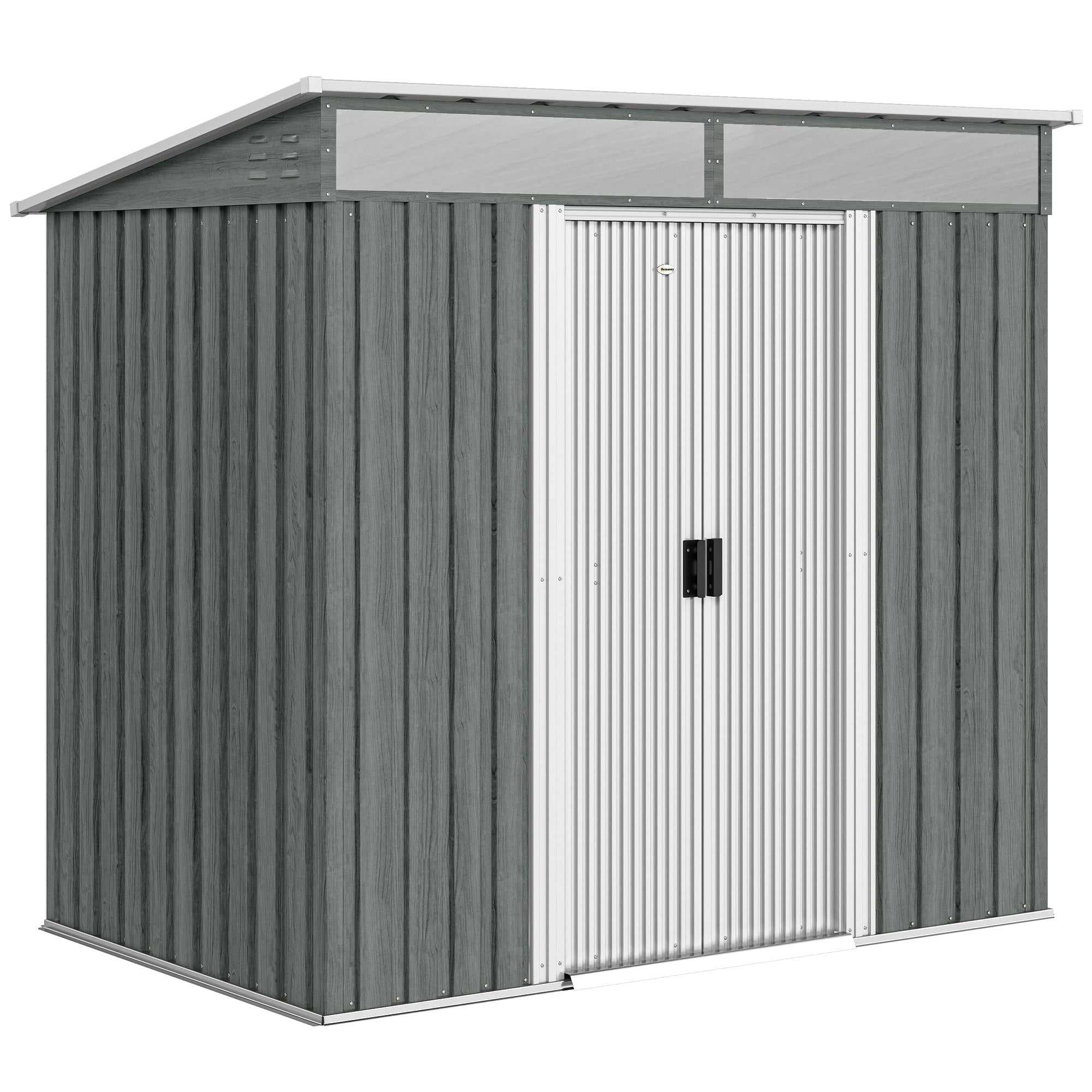 Outsunny 6.5 x 4FT Galvanised Metal Shed with Foundation Kit, Lockable ...