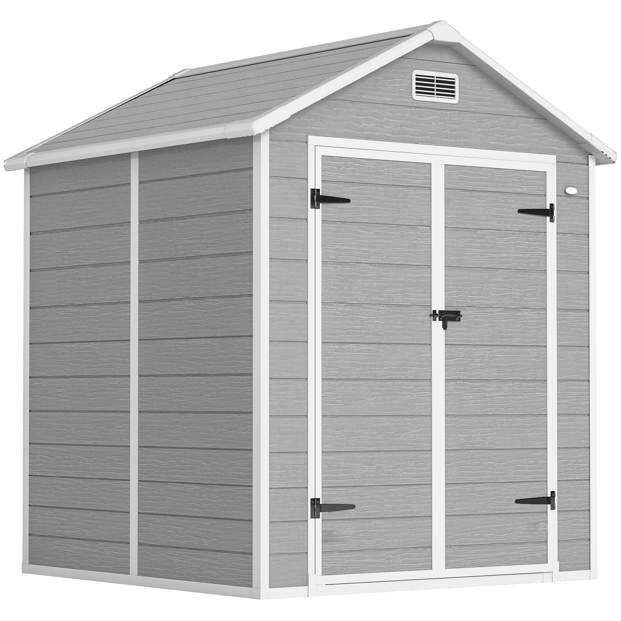 Outsunny 6 x 5ft Garden Shed, Plastic Shed with Floor, Window, Lockabl ...