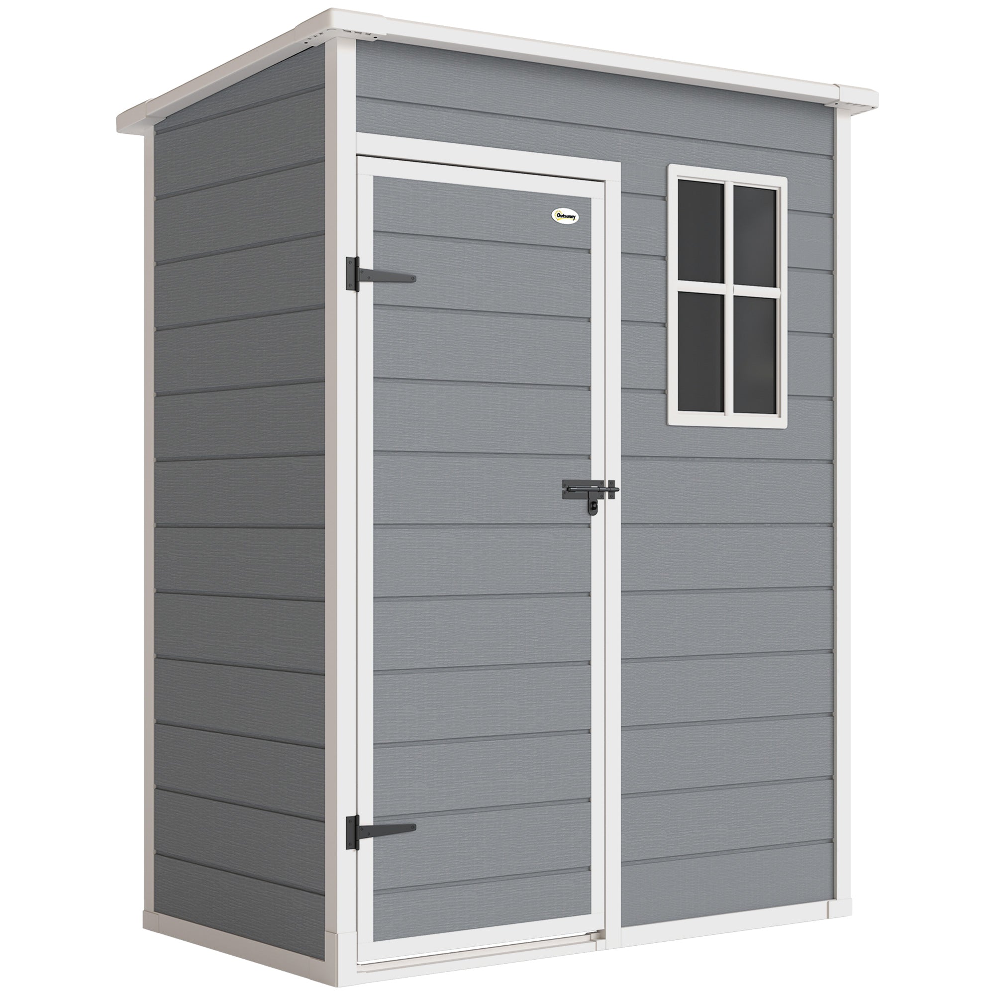 Outsunny 5' x 3' Plastic Garden Shed with Floor, Outdoor Storage Shed ...