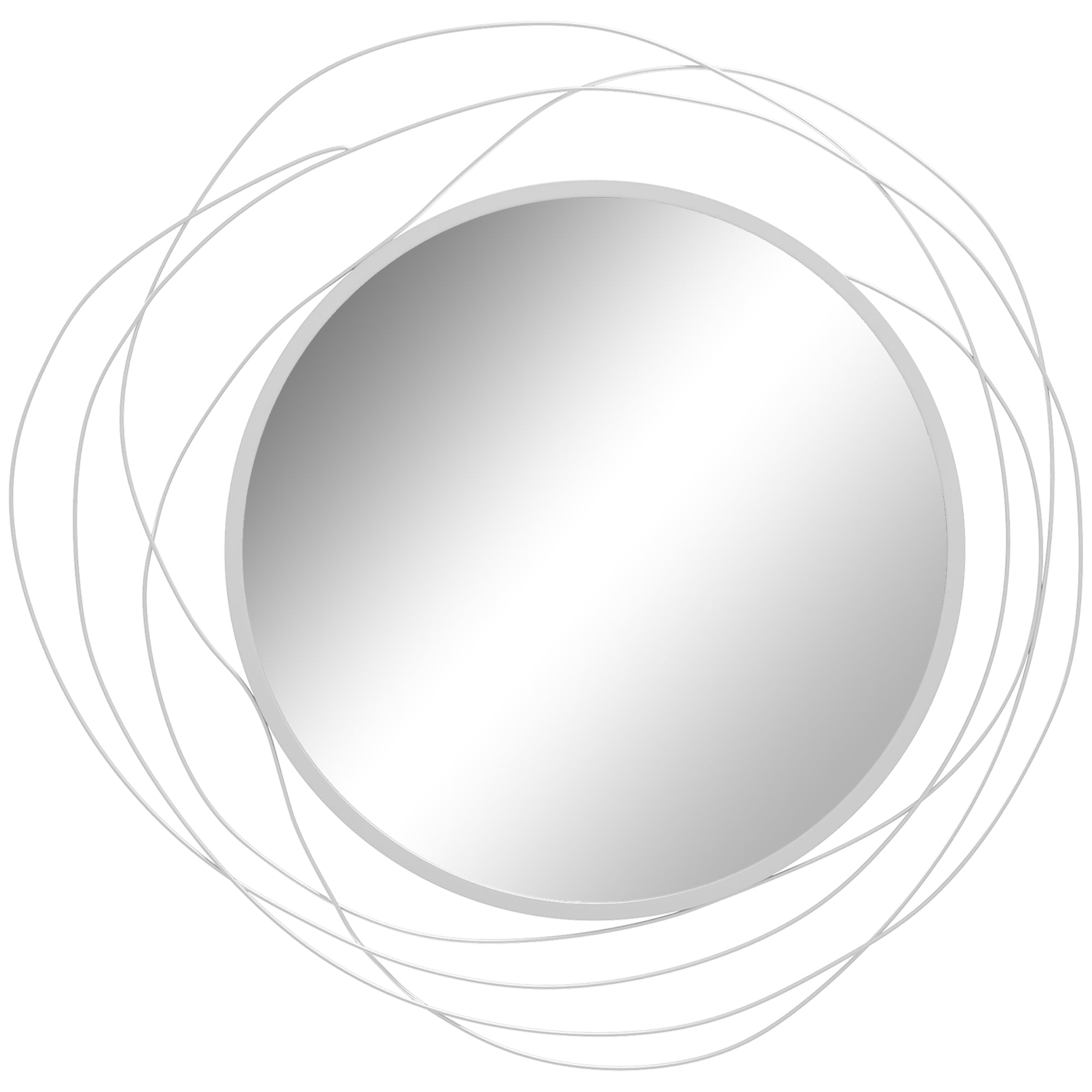 HOMCOM Abstract Metal Wire Wall Mirror, with Accessories - Silver ...
