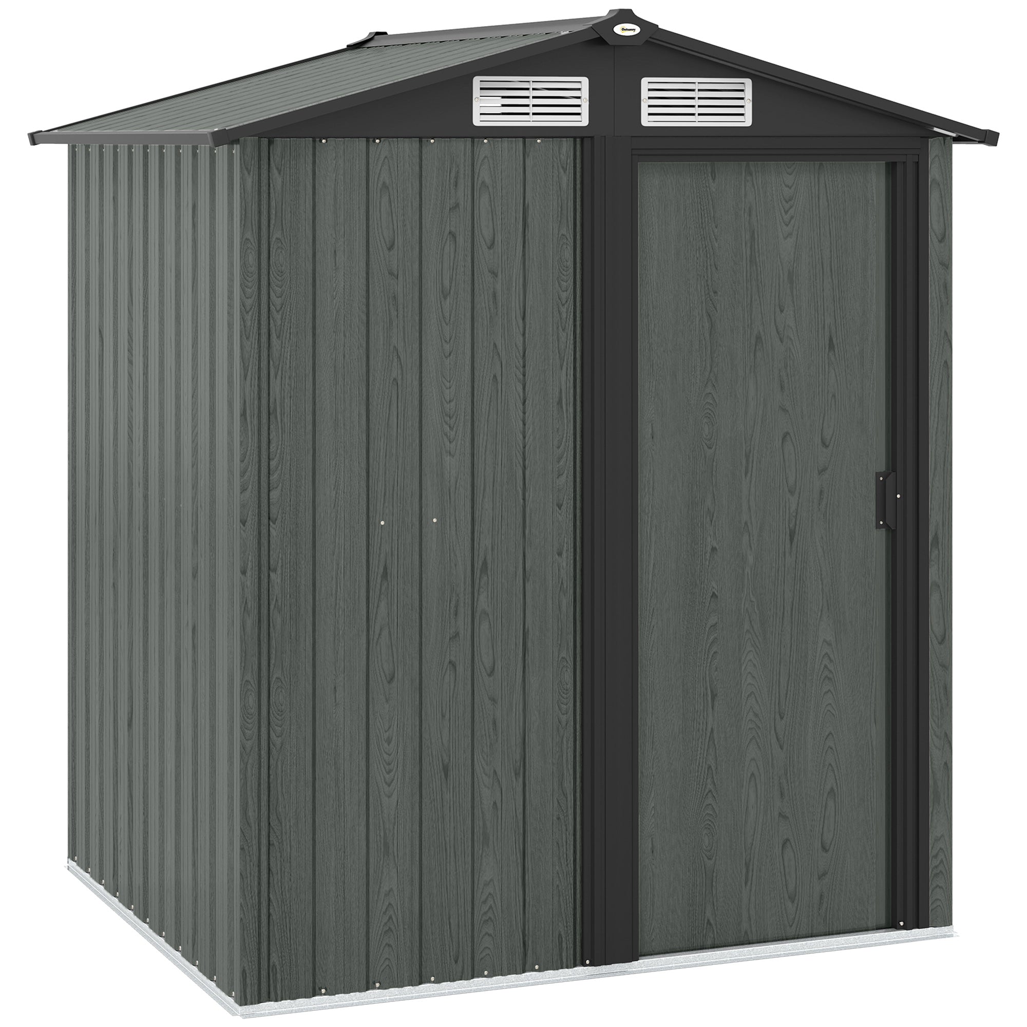 Outsunny 4.3 x 5ft Outdoor Garden Storage Shed - Grey Wood Effect ...