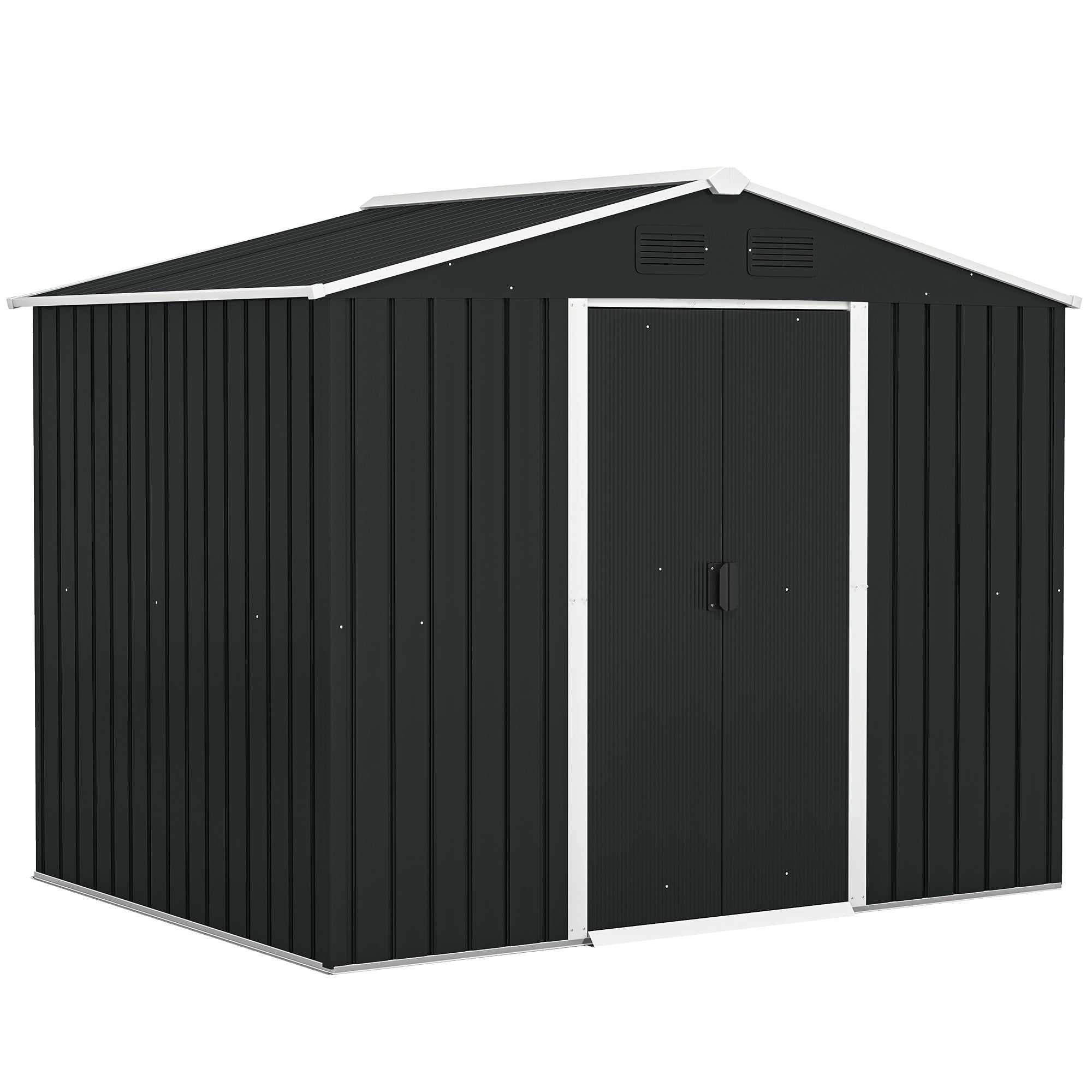 Outsunny 7.7 x 5.7ft Metal Garden Shed, Galvanised Outdoor Tool Storag ...