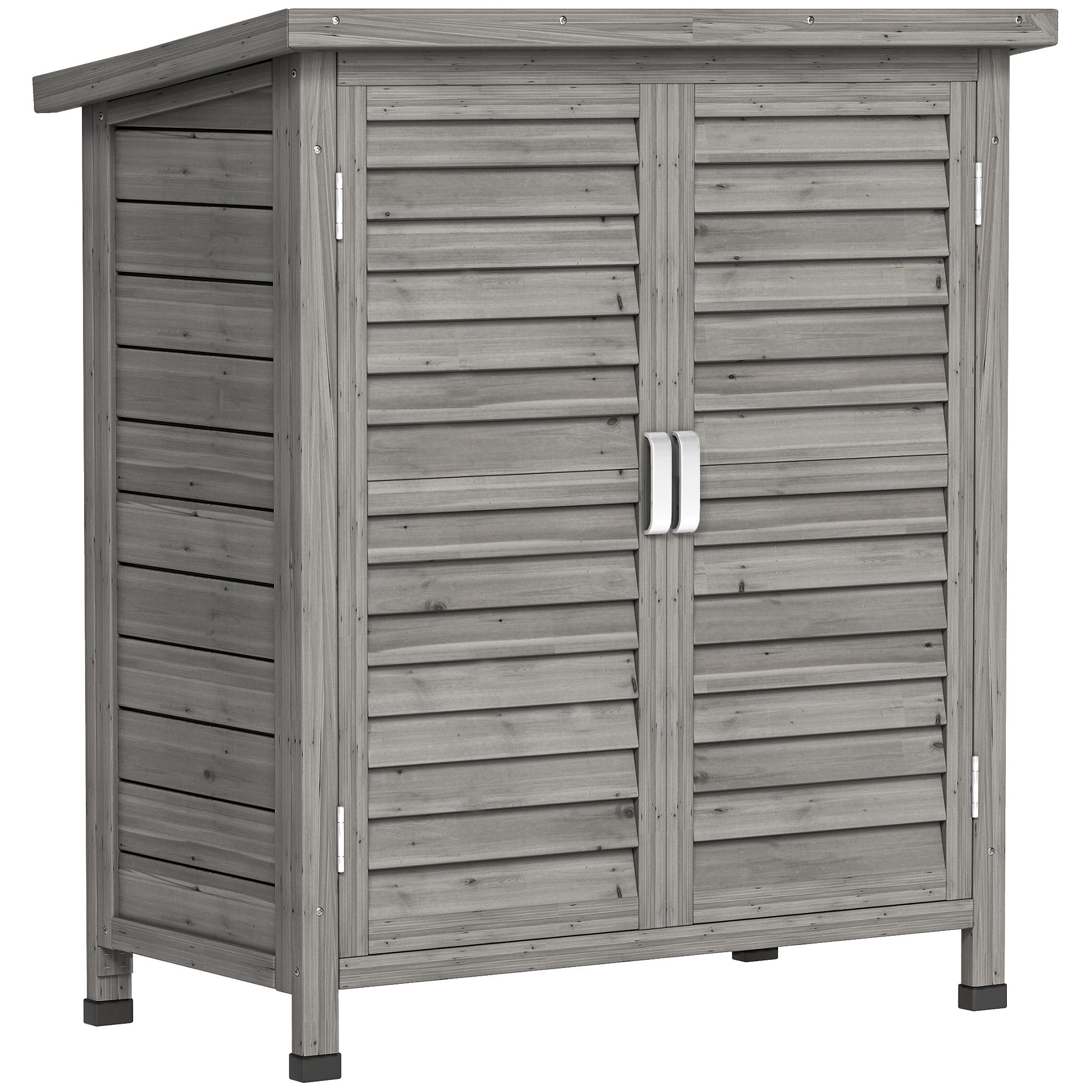 Outsunny Garden Shed Wooden Garden Storage Shed 2 Door Unit Solid Fir ...