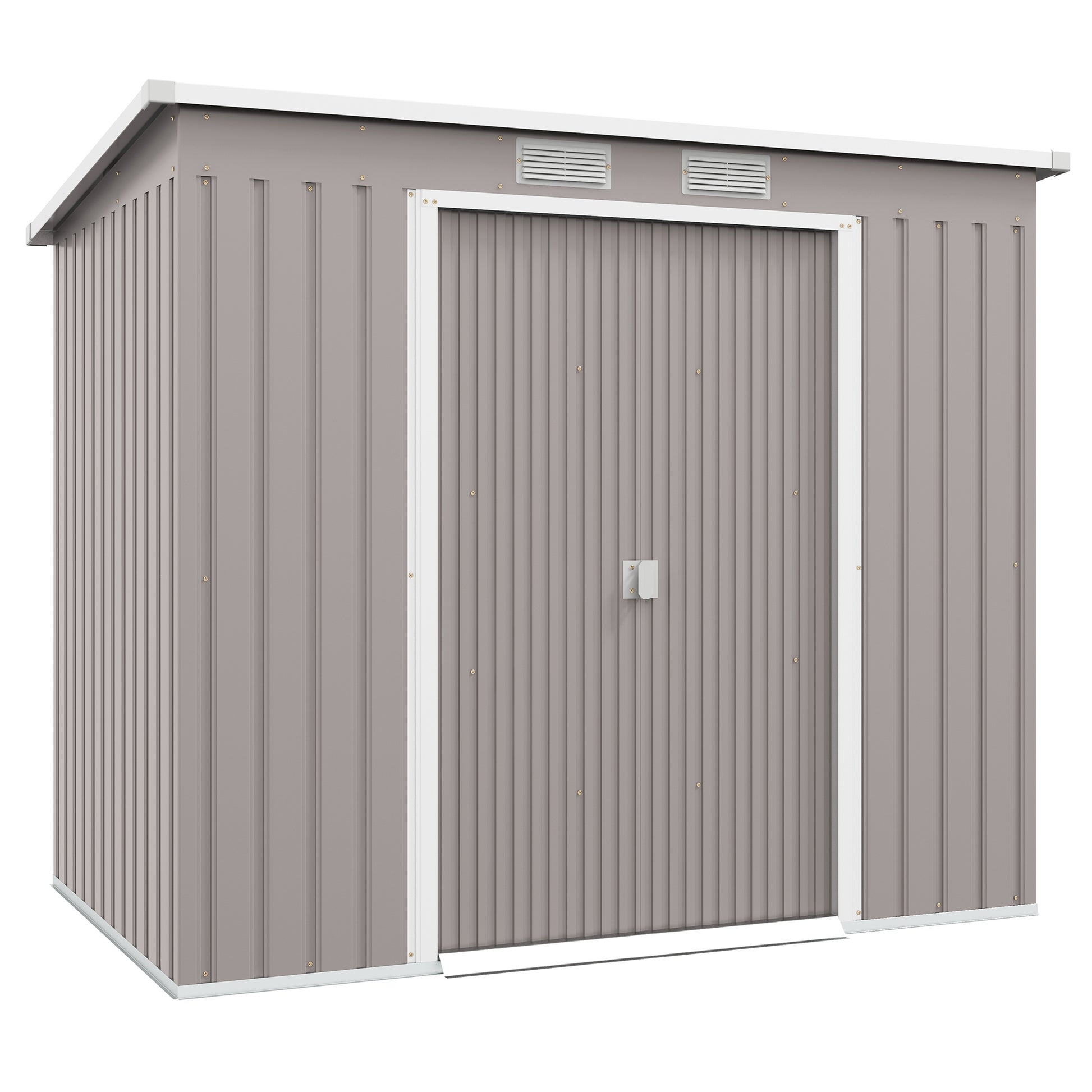 Outsunny 7 x 4ft Galvanised Steel Garden Shed, with Foundation Kit - G ...