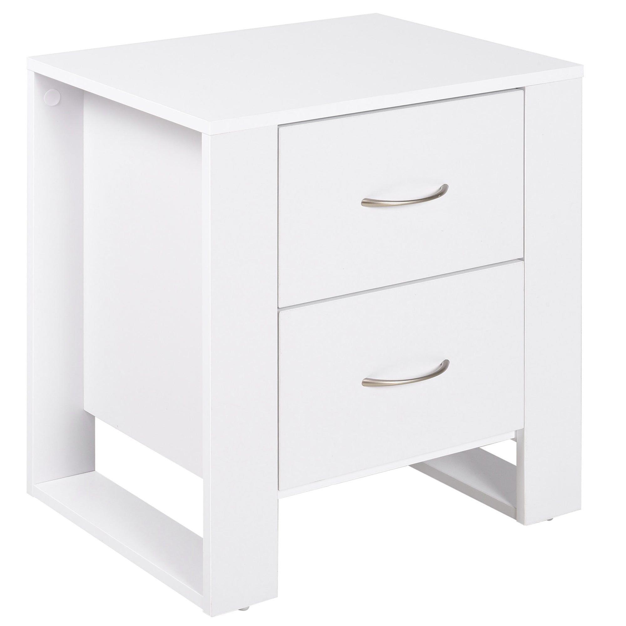 HOMCOM Bedside Table with 2 Drawers, Nightstand with Handles and Eleva ...