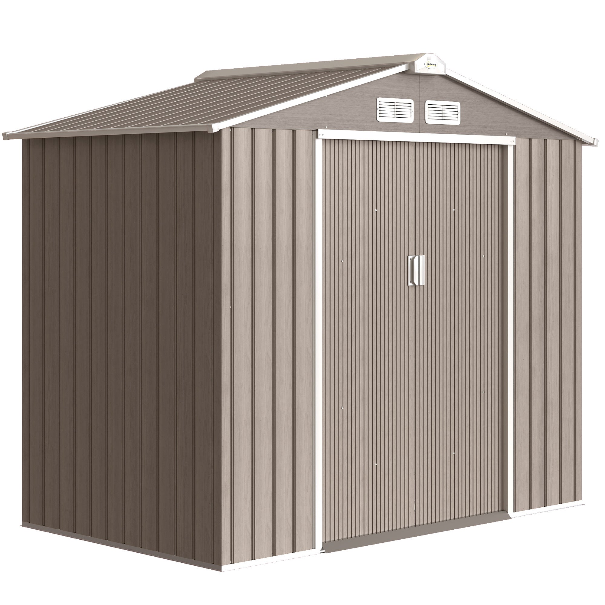 Outsunny 7 x 4ft Metal Garden Storage Shed with Vents, Floor Foundatio ...
