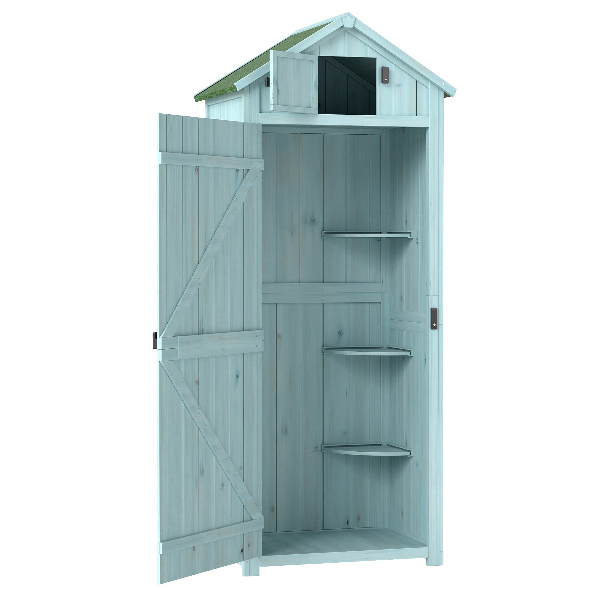 Outsunny Garden Shed Vertical Utility 3 Shelves Shed Wood Outdoor Gard ...