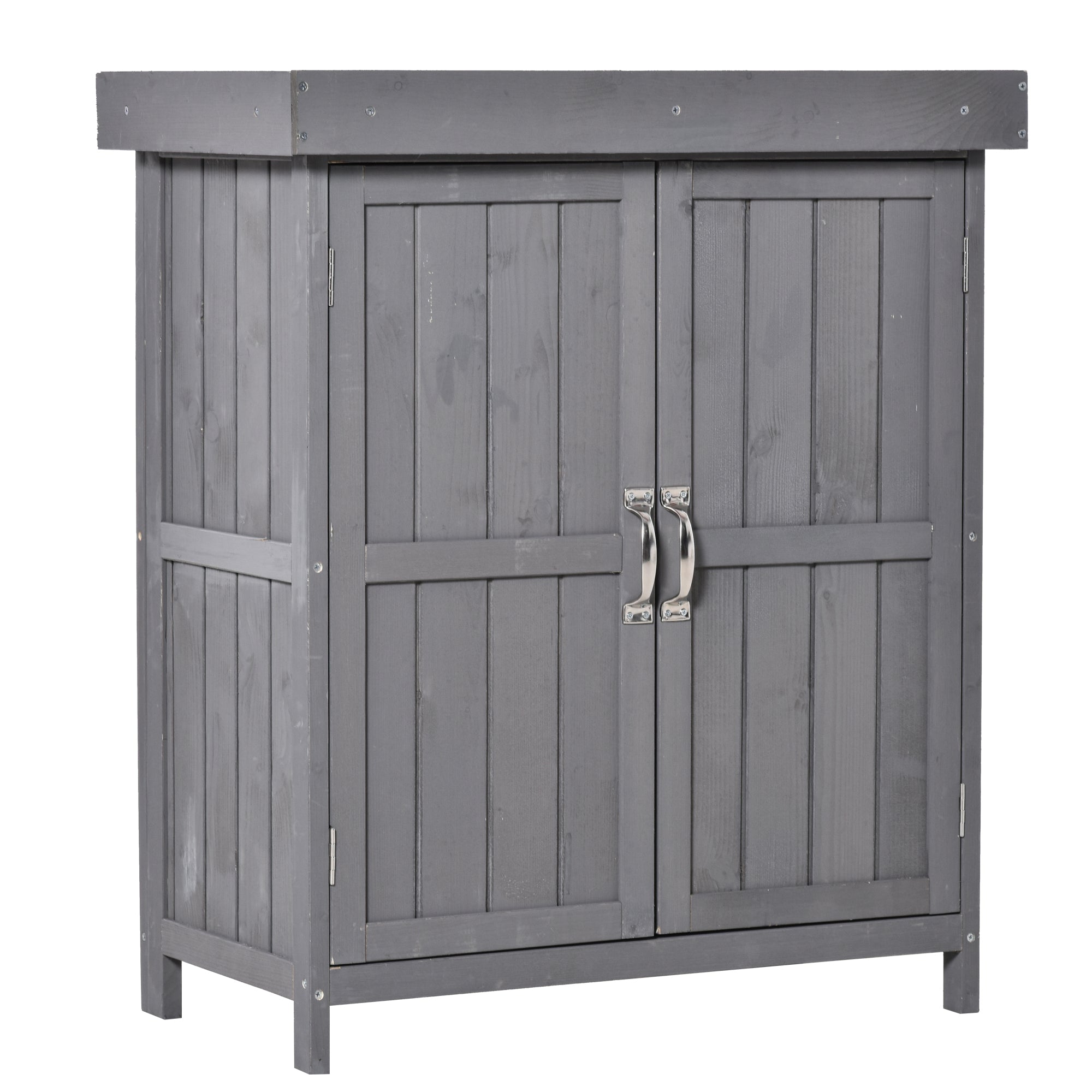 Outsunny Small Shed, Wooden Garden Shed with Openable Hinged Roof and ...