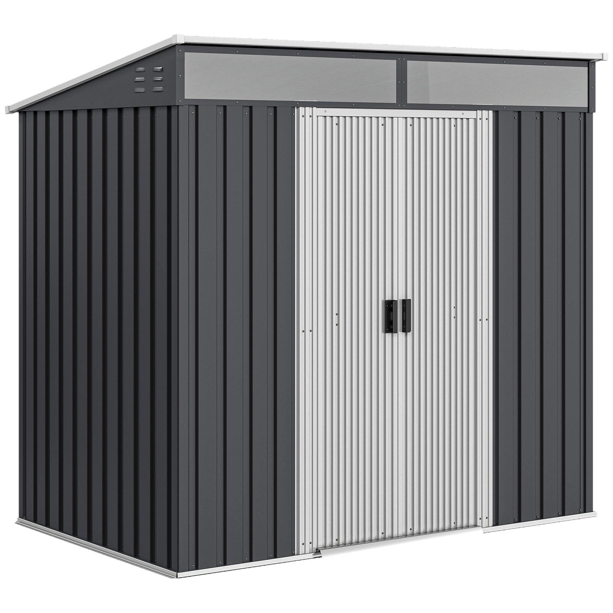 Outsunny 6.5 x 4FT Galvanised Metal Shed with Foundation Kit, Lockable ...