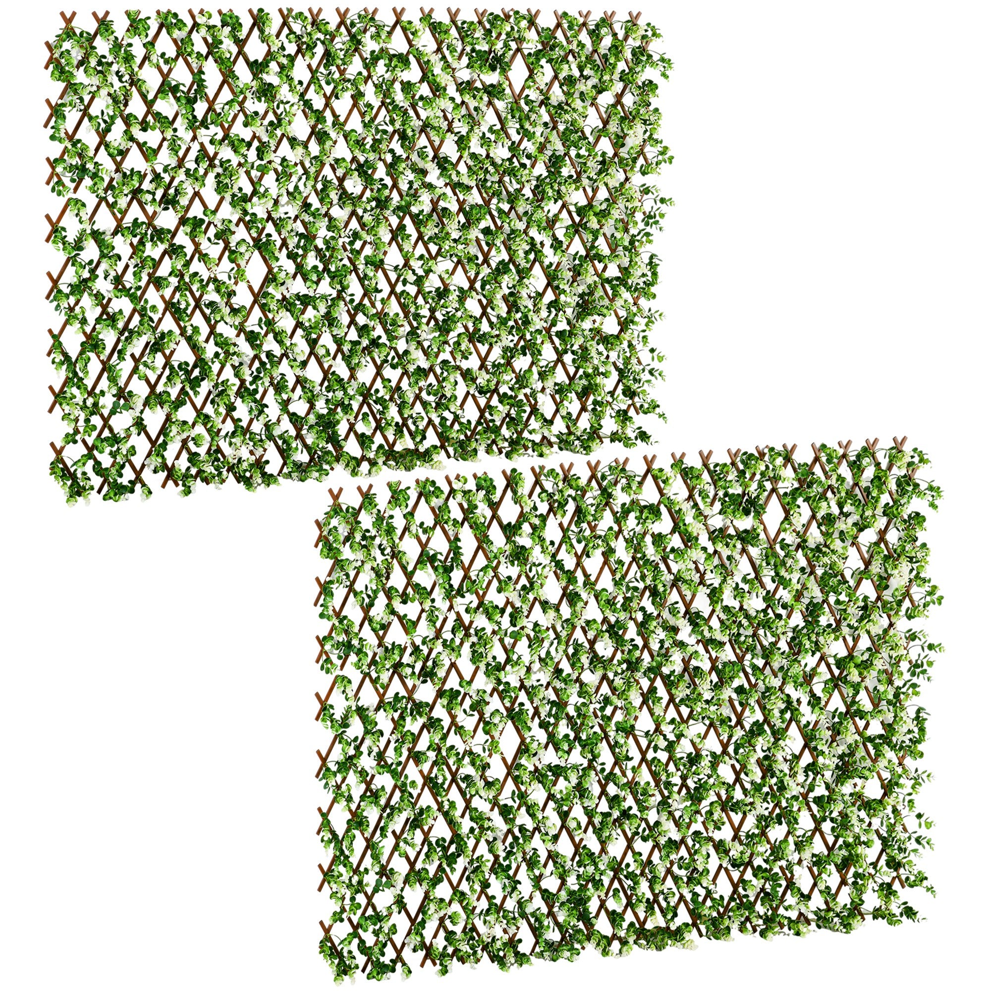 Outsunny 2pc Expanding Garden Trellis, 2 x 1m Faux Decorative Privacy ...