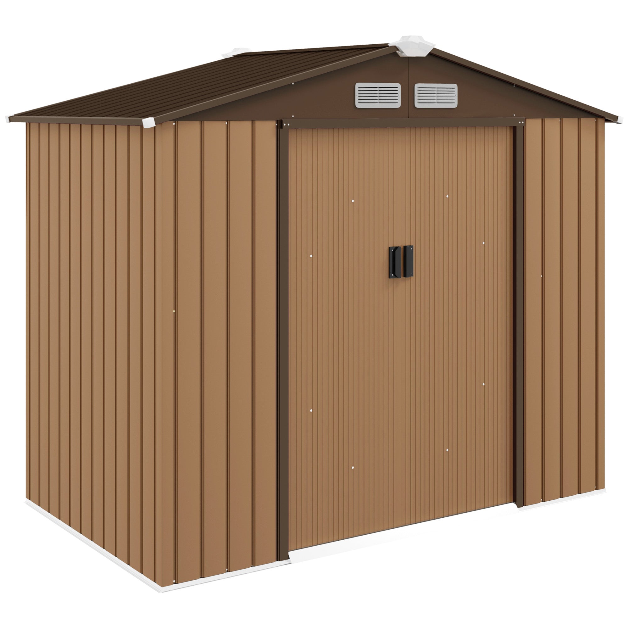Outsunny 7 x 4ft Lockable Metal Garden Tool Storage Shed, Outdoor Stor ...