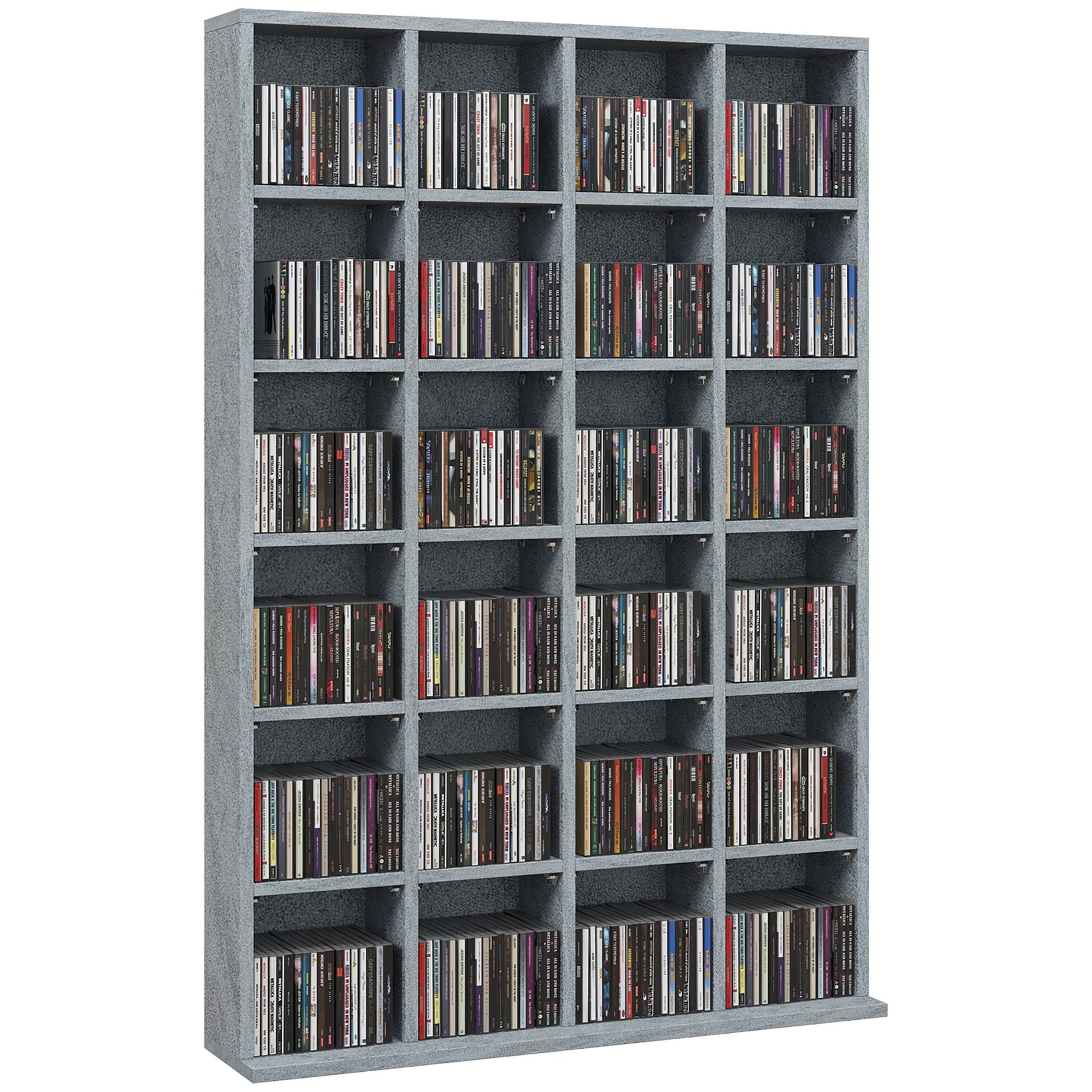 HOMCOM CD Storage Unit with Adjustable Shelves, 89 x 130.5 cm, Cement ...