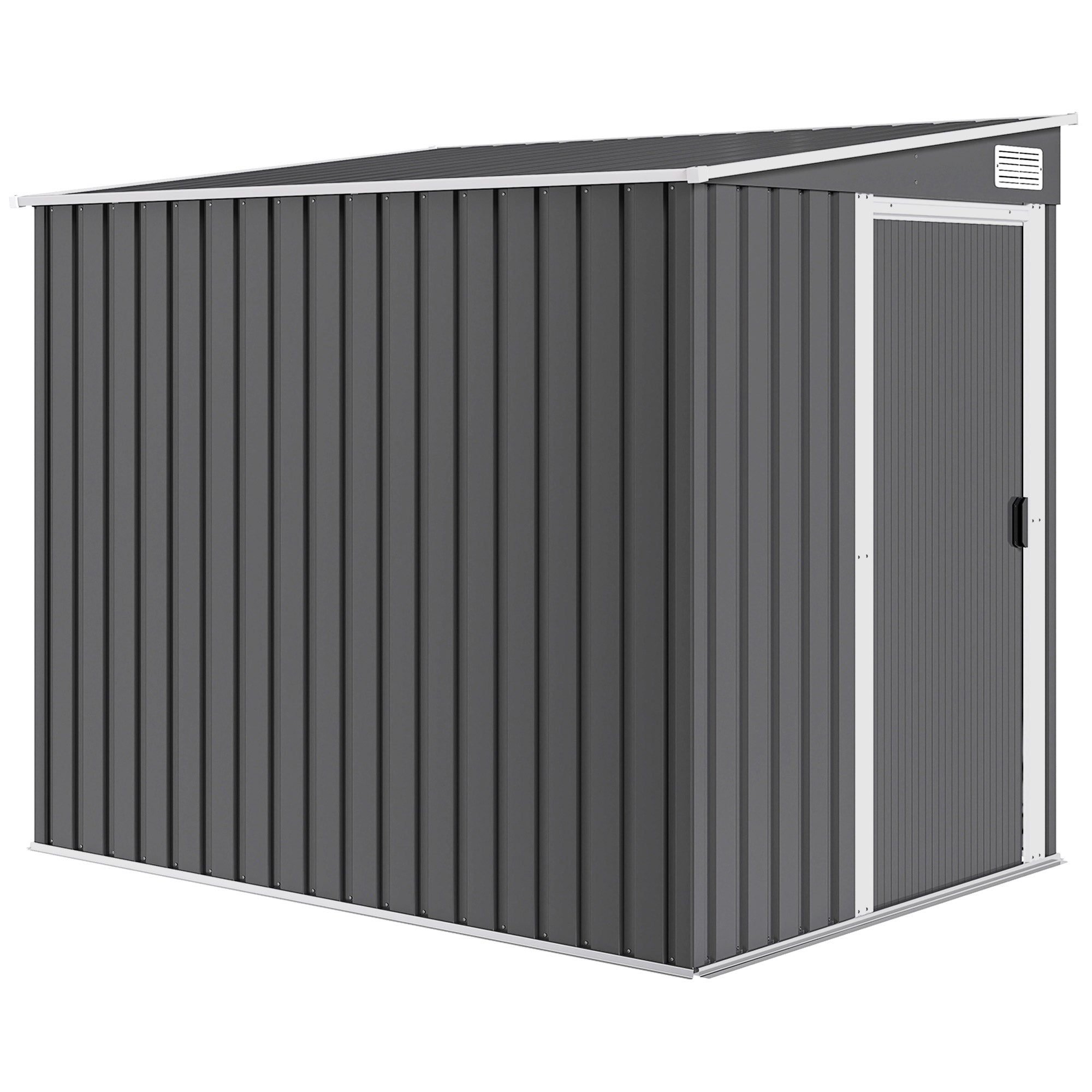 Outsunny 7 x 5ft Galvanised Metal Shed, with Sliding Door - Dark Grey ...