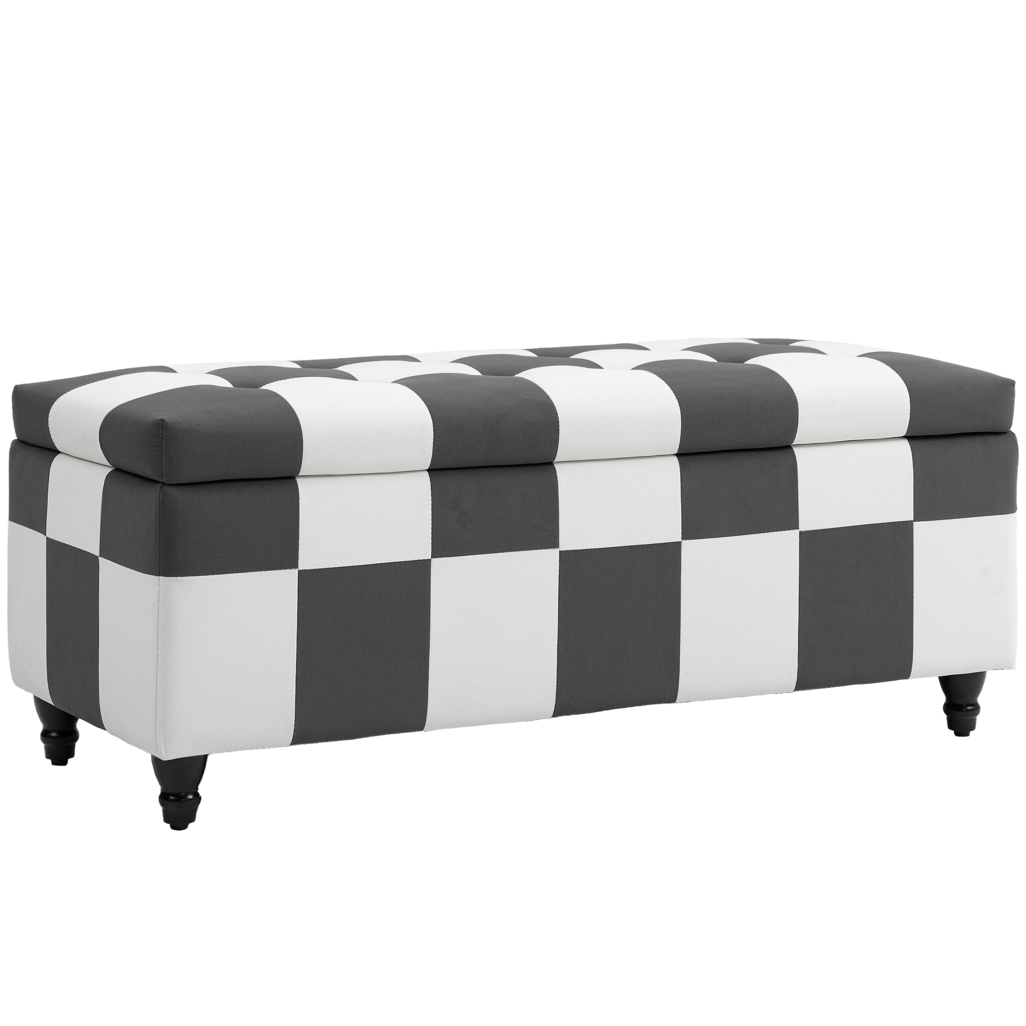 HOMCOM Storage Ottoman, Storage Bench with Wood Legs, Footstool, Footr ...
