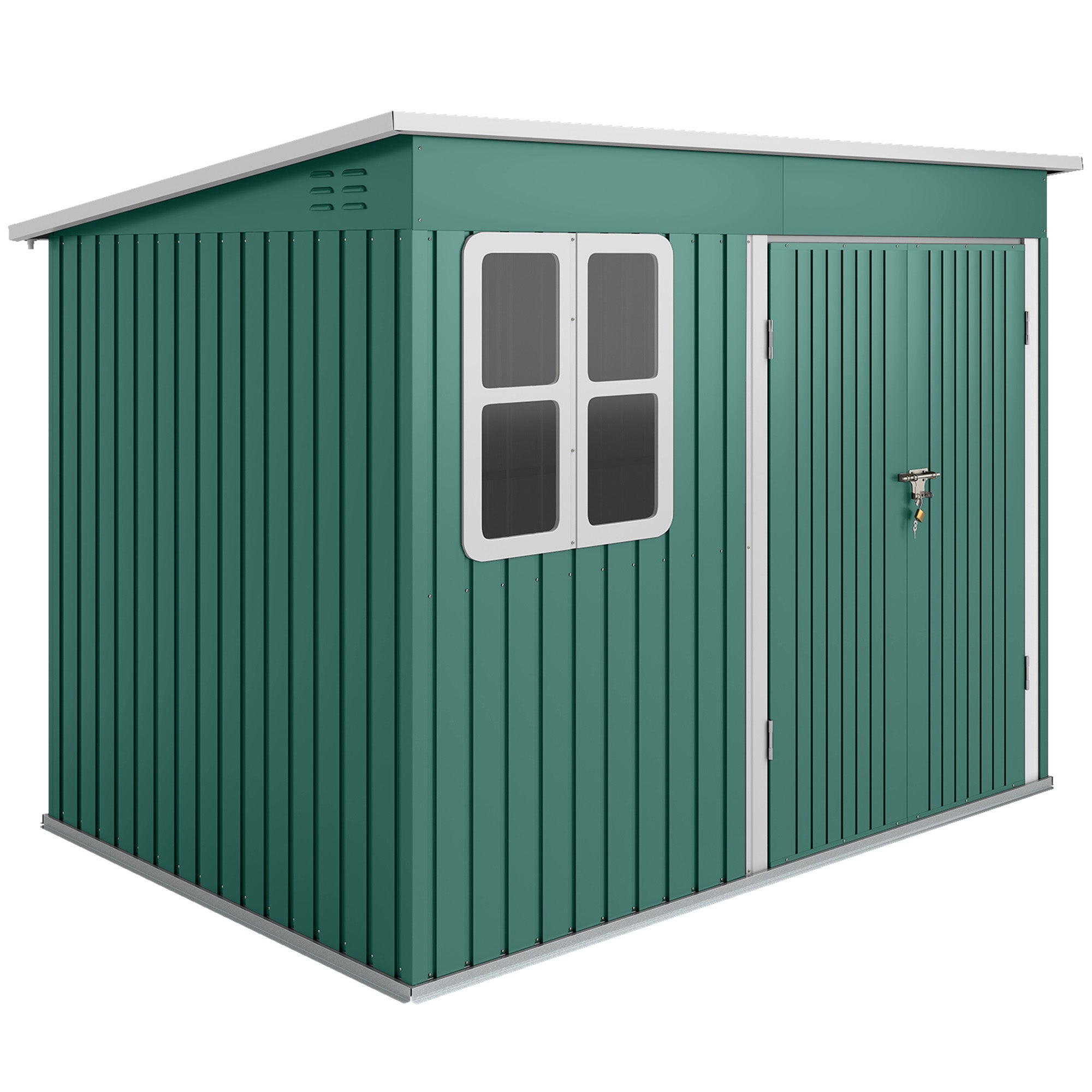Outsunny 8.5 x 6ft Storage Shed Galvanised Steel Garden Shed, Metal Sh ...