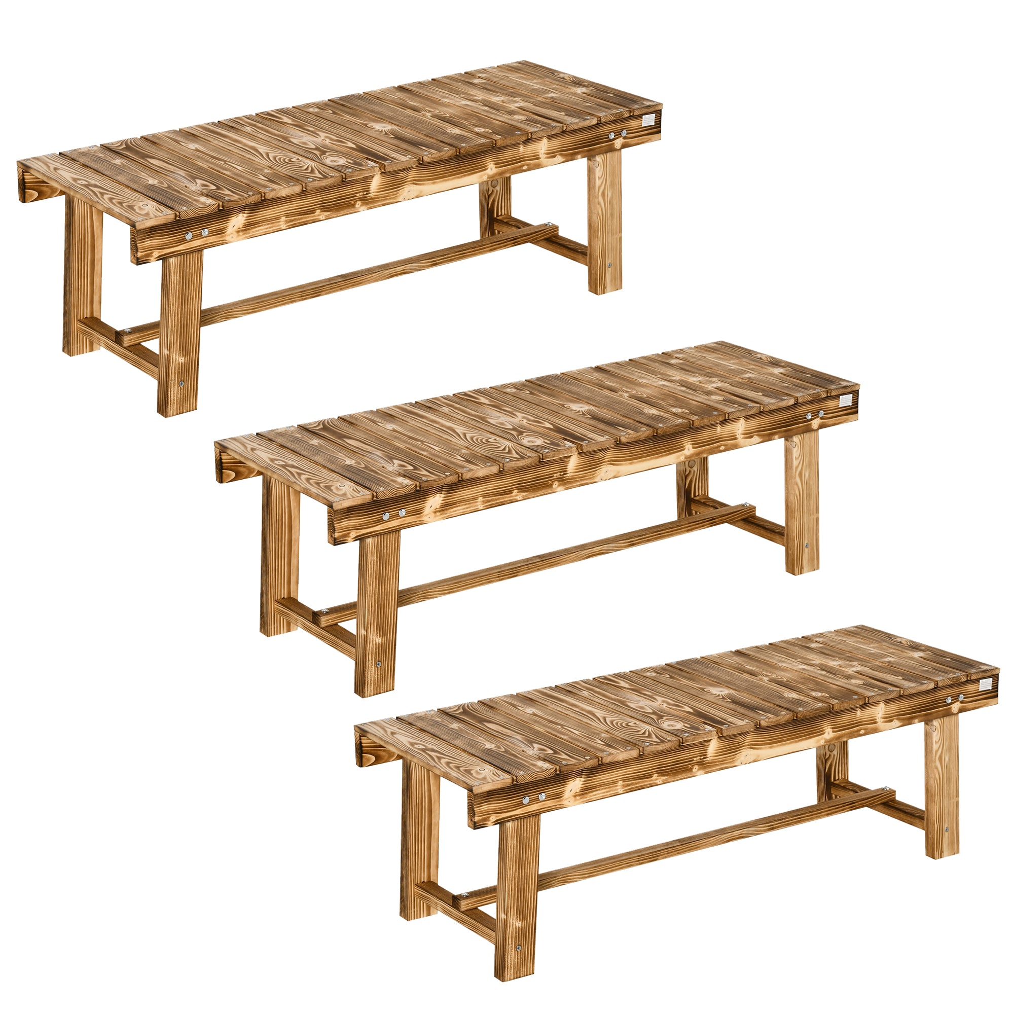 Outsunny Wooden Garden Benches, 2 Seater Outdoor Benches, Fir Wood Bac ...