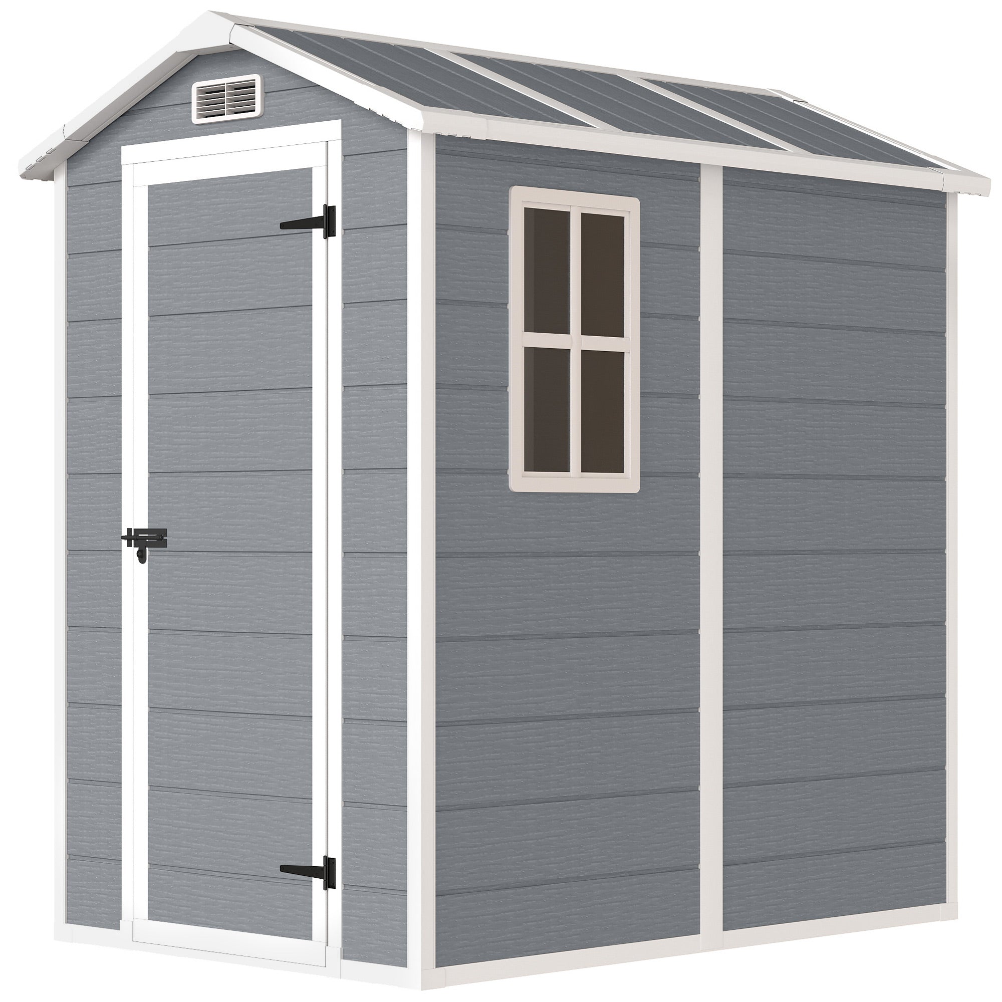 Outsunny 4 x 6ft Garden Shed, Plastic Shed with Floor, Window, Lockabl ...