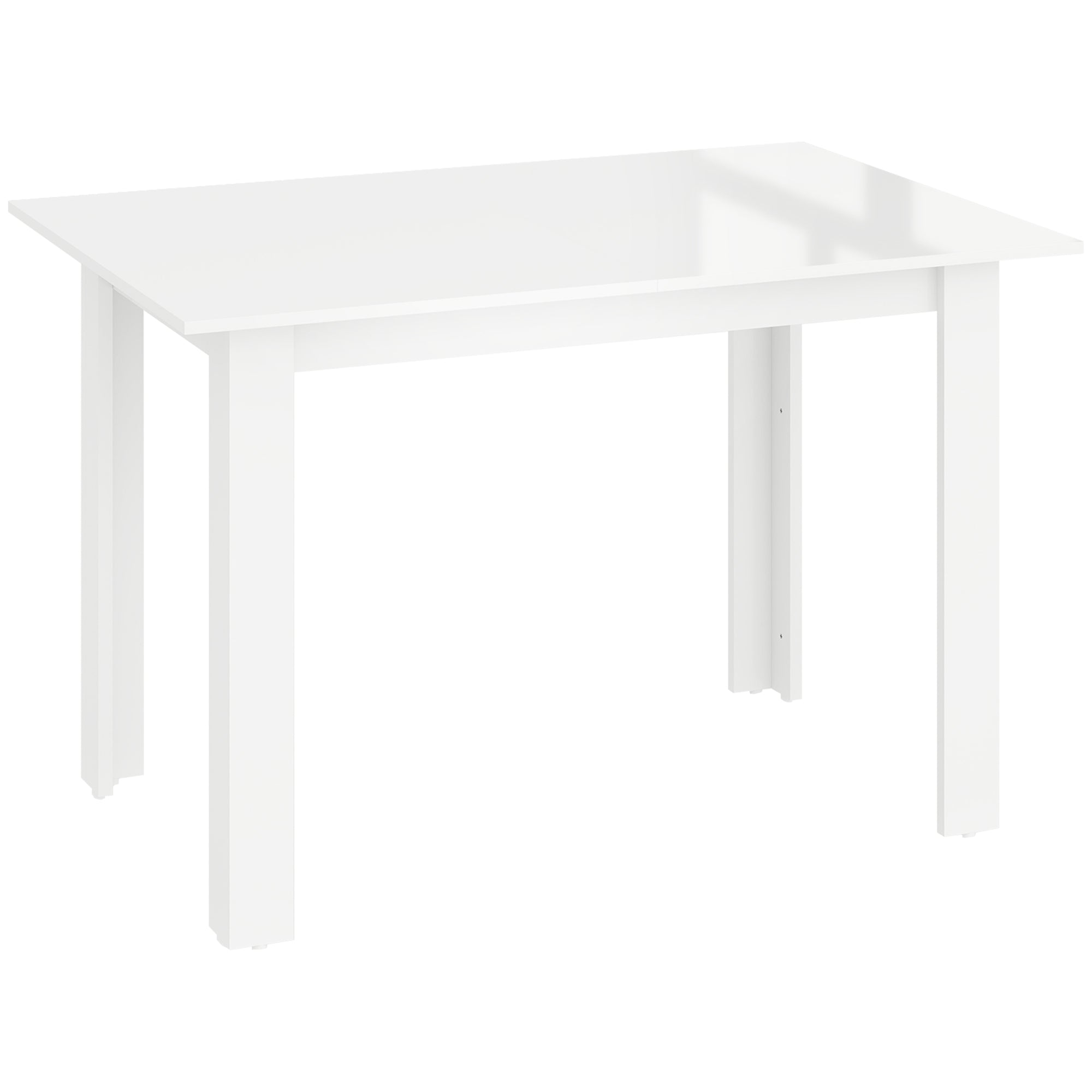 HOMCOM Extending Six-Person High Gloss Dining Table - White ...