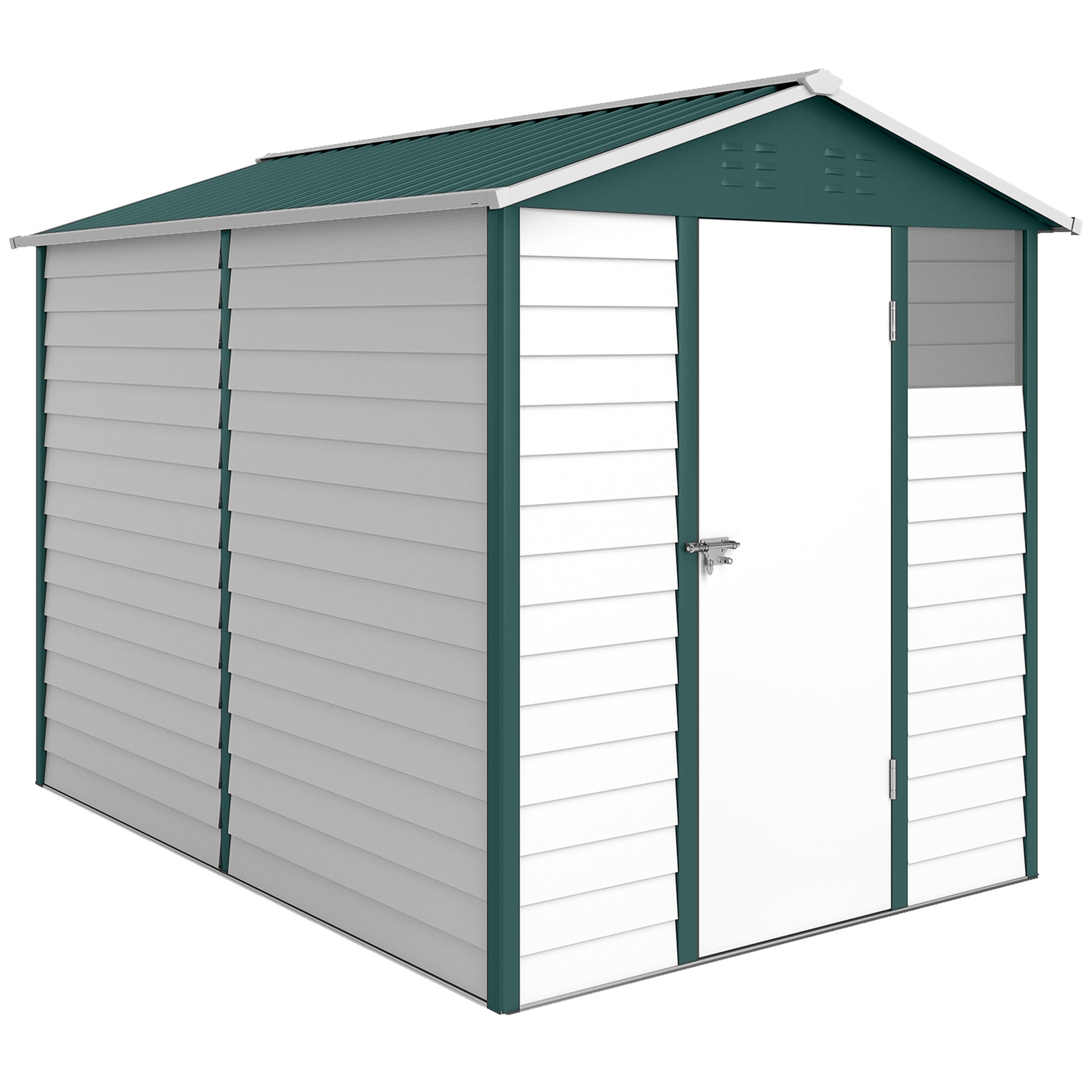 Outsunny 9x 6FT Metal Outdoor Garden Shed, Galvanised Tool Storage She ...