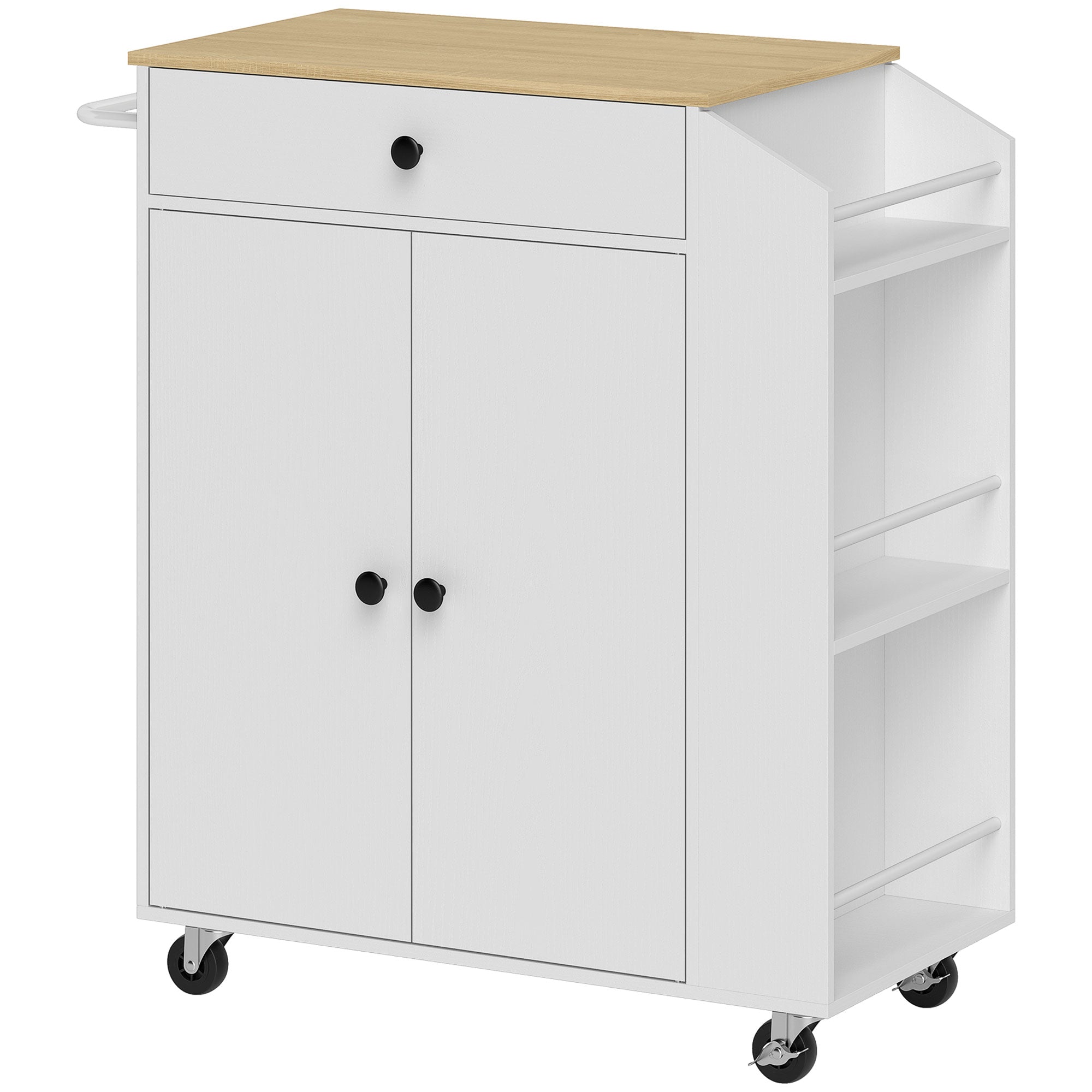 HOMCOM Rolling Kitchen Island with 3-Tier Spice Rack, Kitchen Storage ...